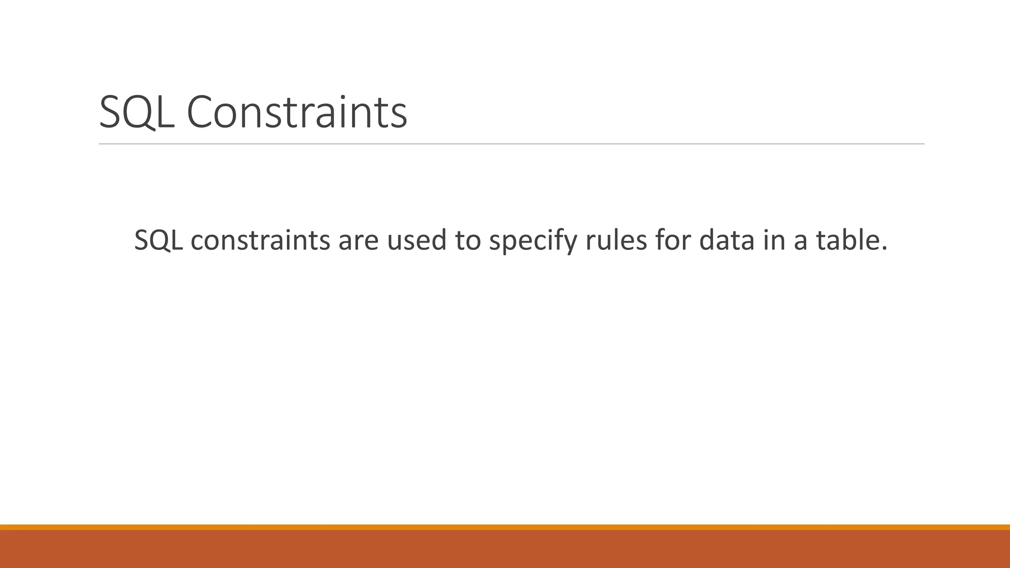 13 Sql Constraints Ppt