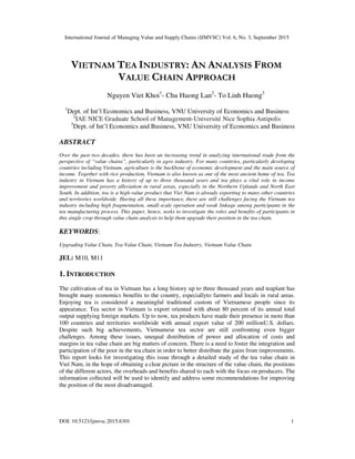 VIETNAM TEA INDUSTRY: AN ANALYSIS FROM VALUE CHAIN APPROACH | PDF