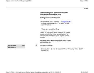 AUDI A4 B5 1.8L 1996 ELECTRICAL EQUIPMENT1 203 cruise control on board ...