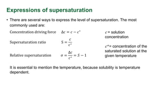 Supersaturation in crystallization | PPTX