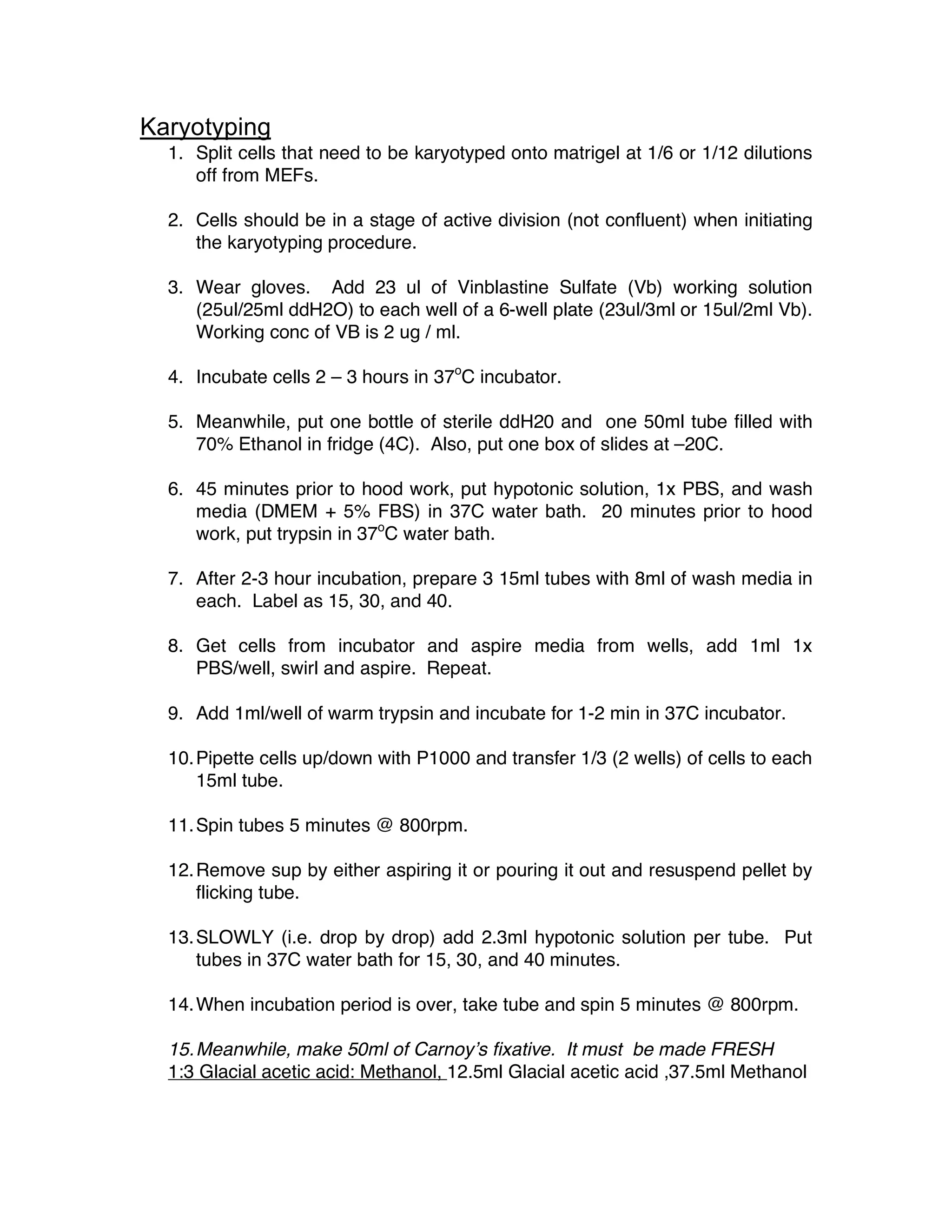 karyotyping Practical Procedure | PDF