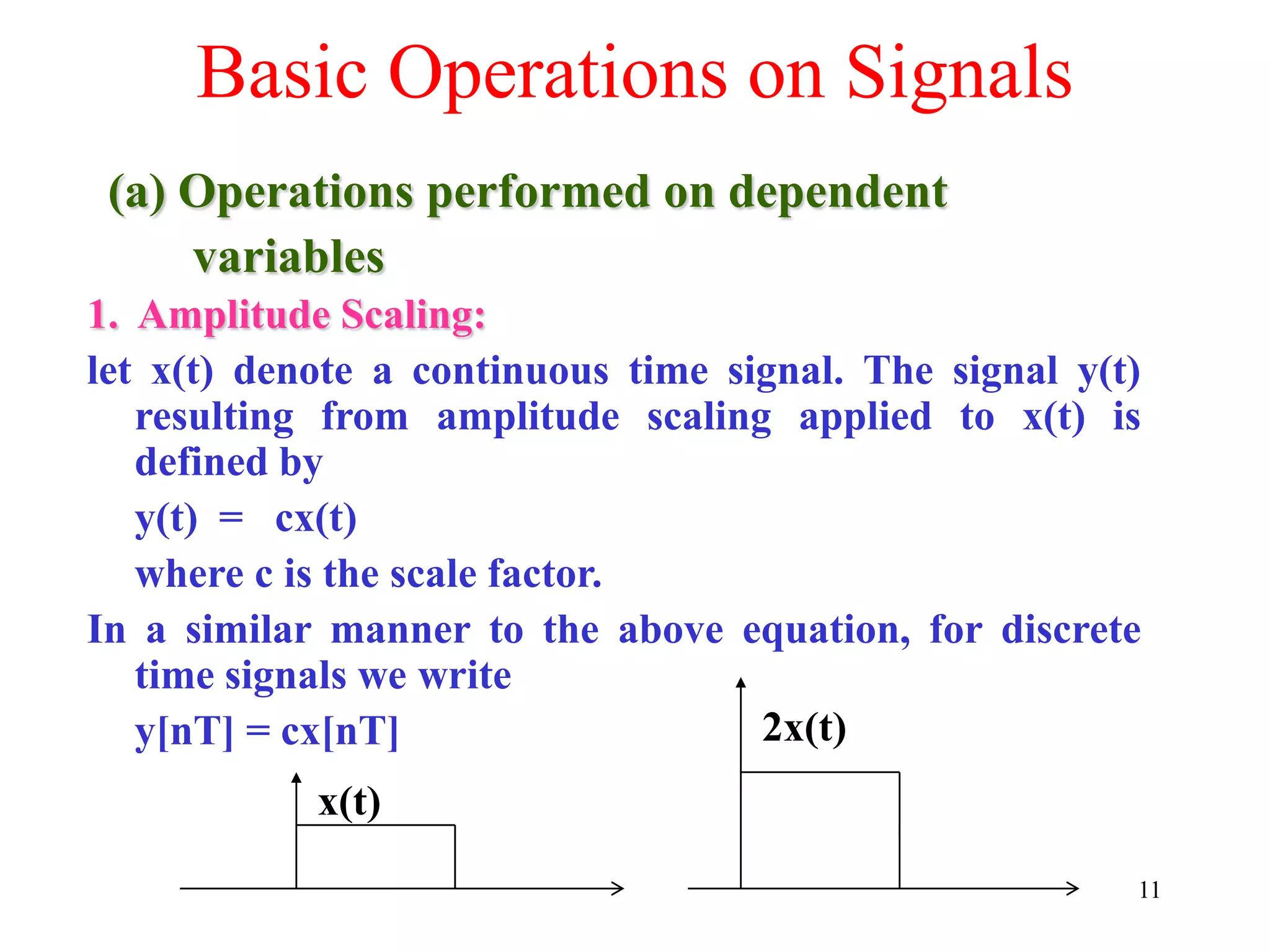 Signal and System, CT Signal DT Signal, Signal Processing(amplitude and time scaling) | PDF