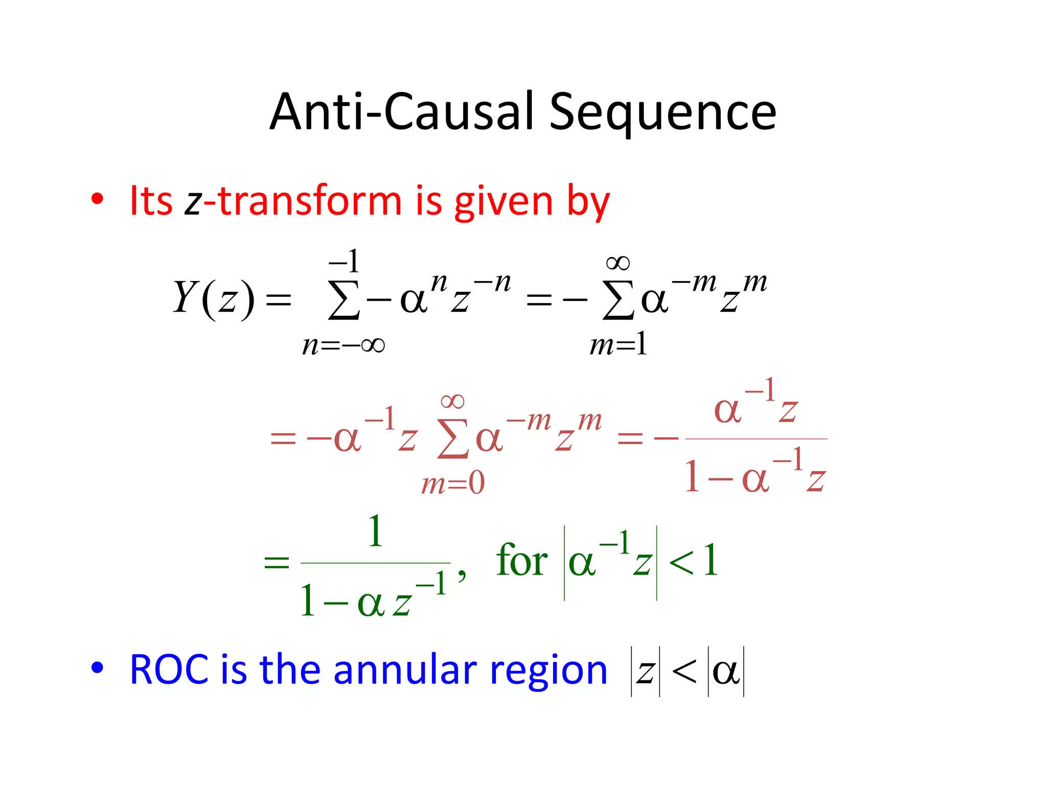 Z Transform, Causal, Anti-Causal and Two sided sequence, Region of ...