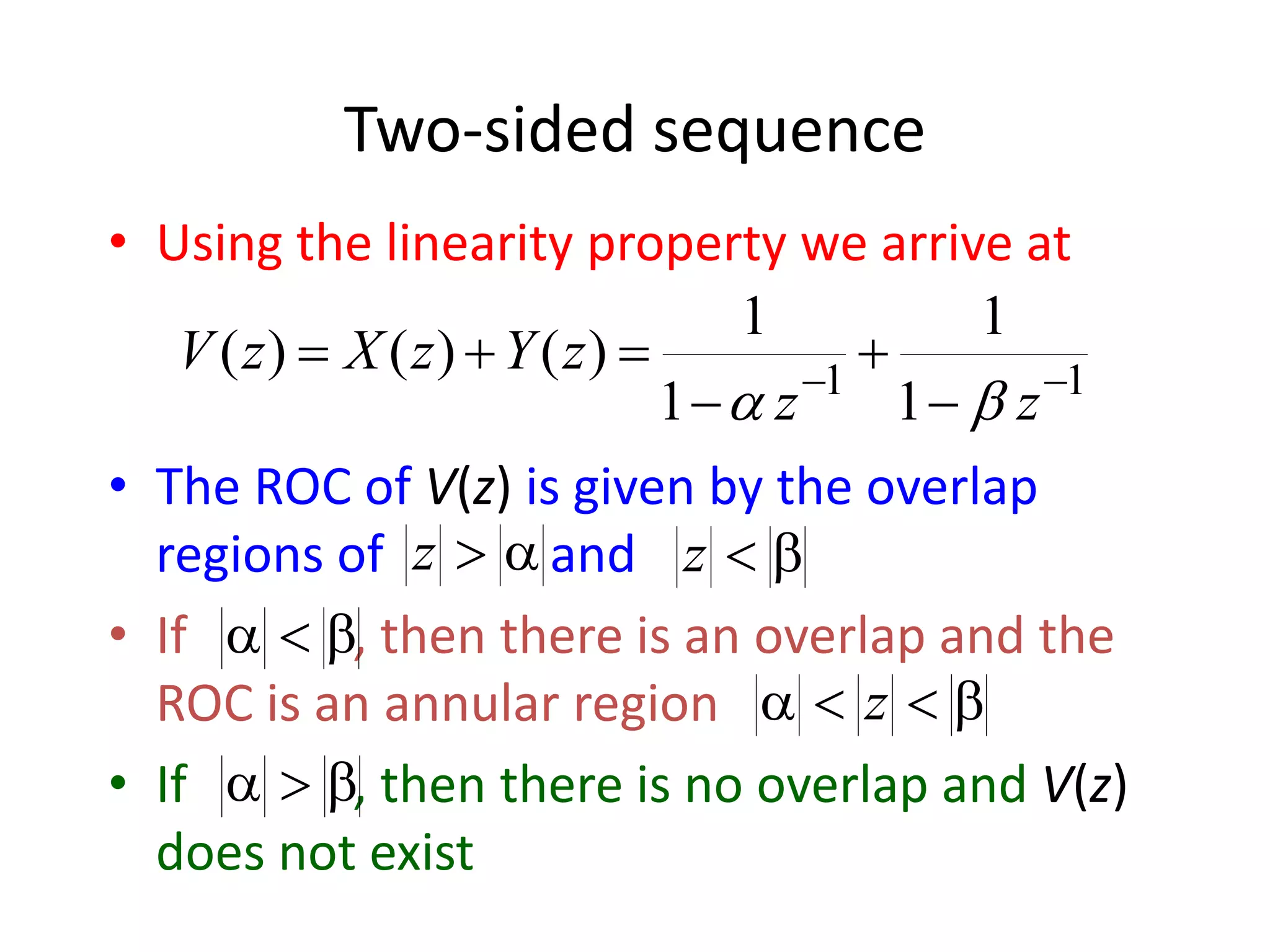 Z Transform, Causal, Anti-Causal and Two sided sequence, Region of ...