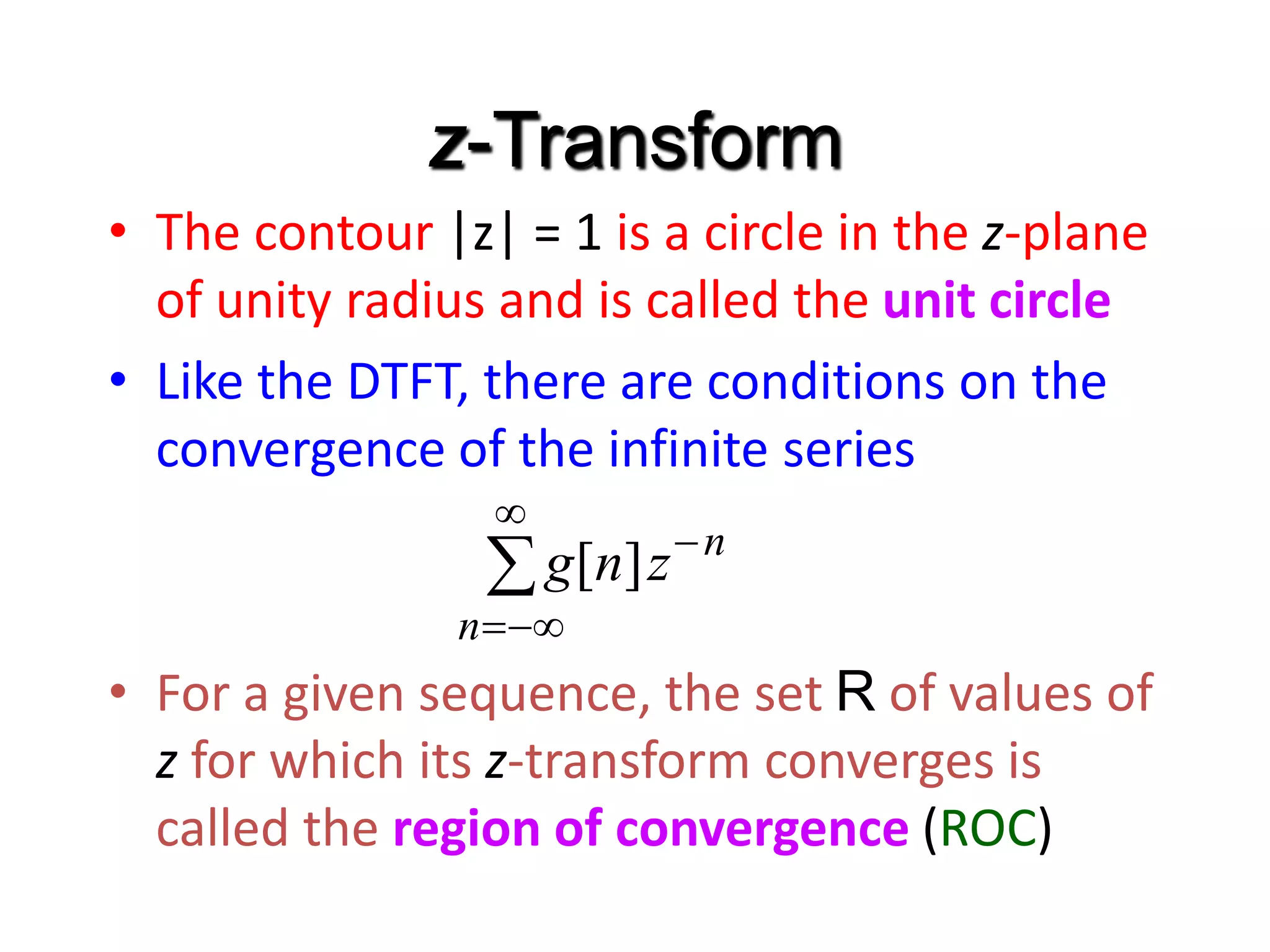 Z Transform, Causal, Anti-Causal and Two sided sequence, Region of Convergence, Properties ...