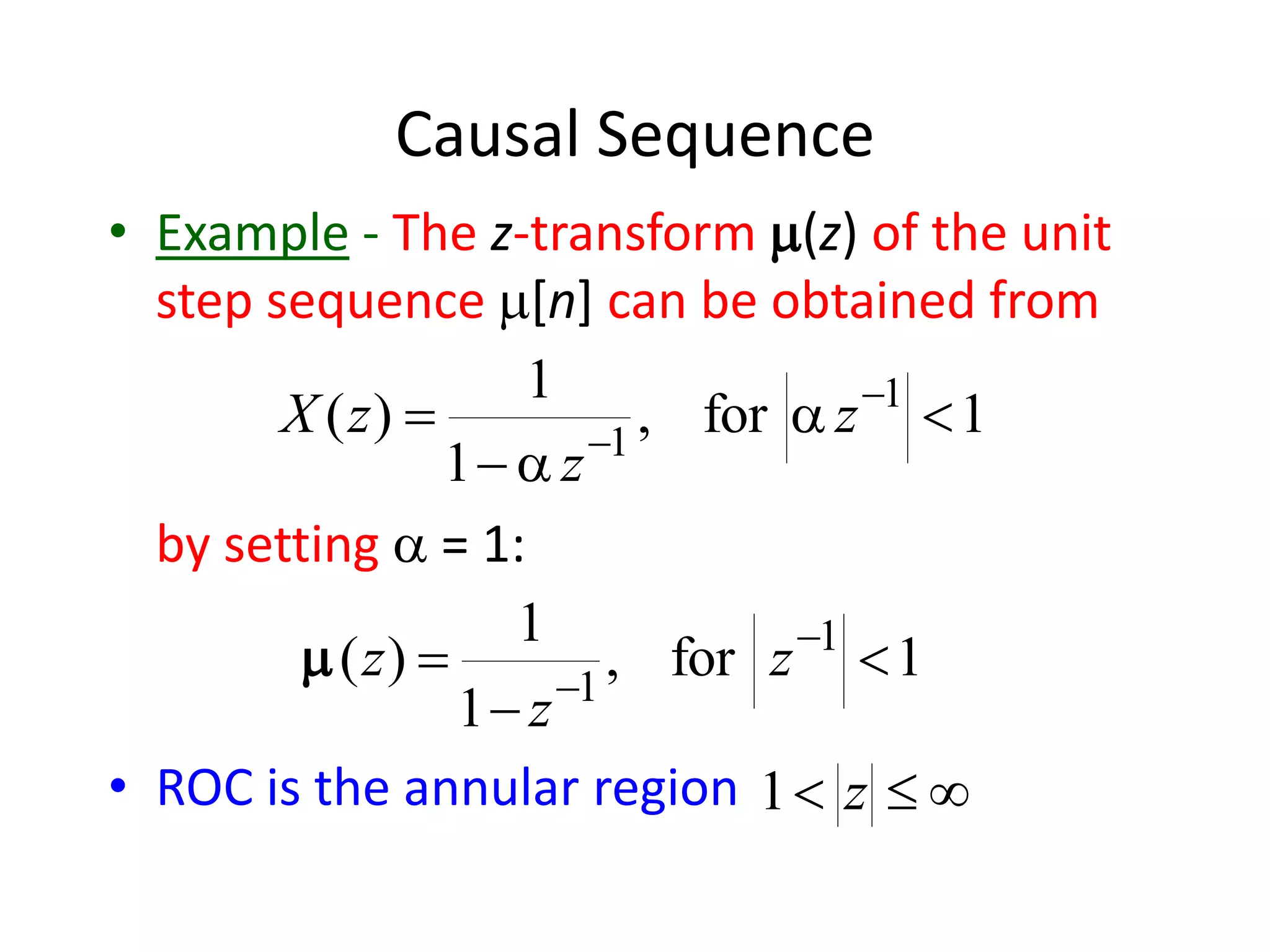 Z Transform, Causal, Anti-Causal and Two sided sequence, Region of ...