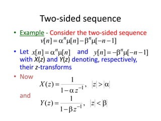 Z Transform, Causal, Anti-Causal and Two sided sequence, Region of ...