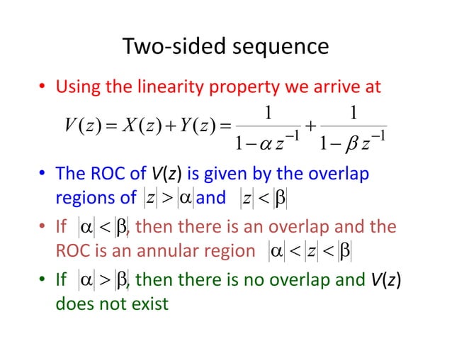 Z Transform, Causal, Anti-Causal and Two sided sequence, Region of Convergence, Properties ...