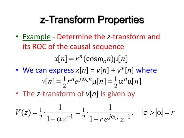Z Transform, Causal, Anti-Causal and Two sided sequence, Region of Convergence, Properties ...