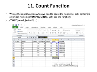 1. statistical functions in excel | PDF