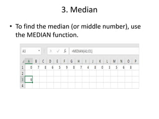 1. statistical functions in excel | PDF
