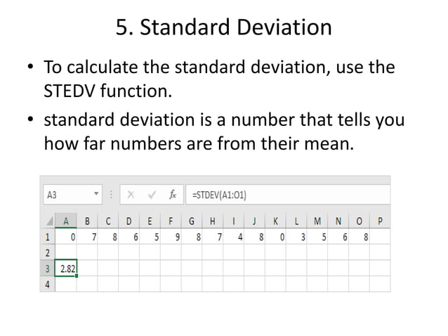 1. statistical functions in excel | PDF