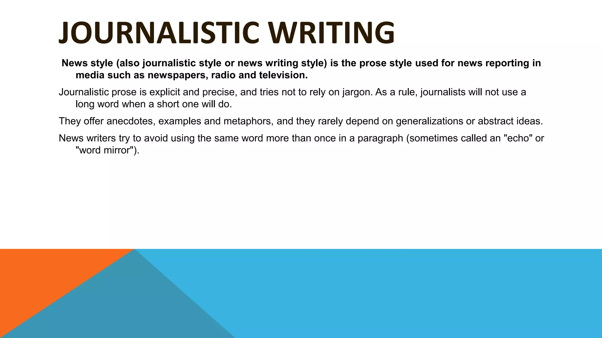 Introduction To Journalistic Writing - @learnwithsamii | PPT