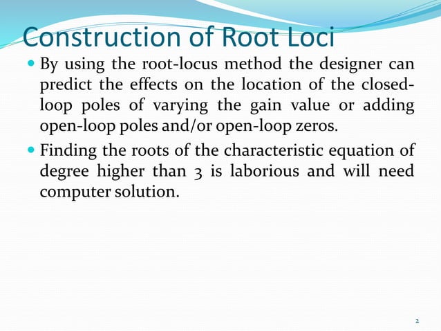 ROOT-LOCUS METHOD, Determine the root loci on the real axis /the ...