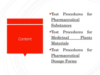basic tests for drugs | PPTX