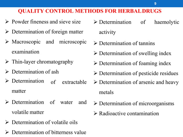 WHO guidelines for quality control of herbal drugs | PPTX