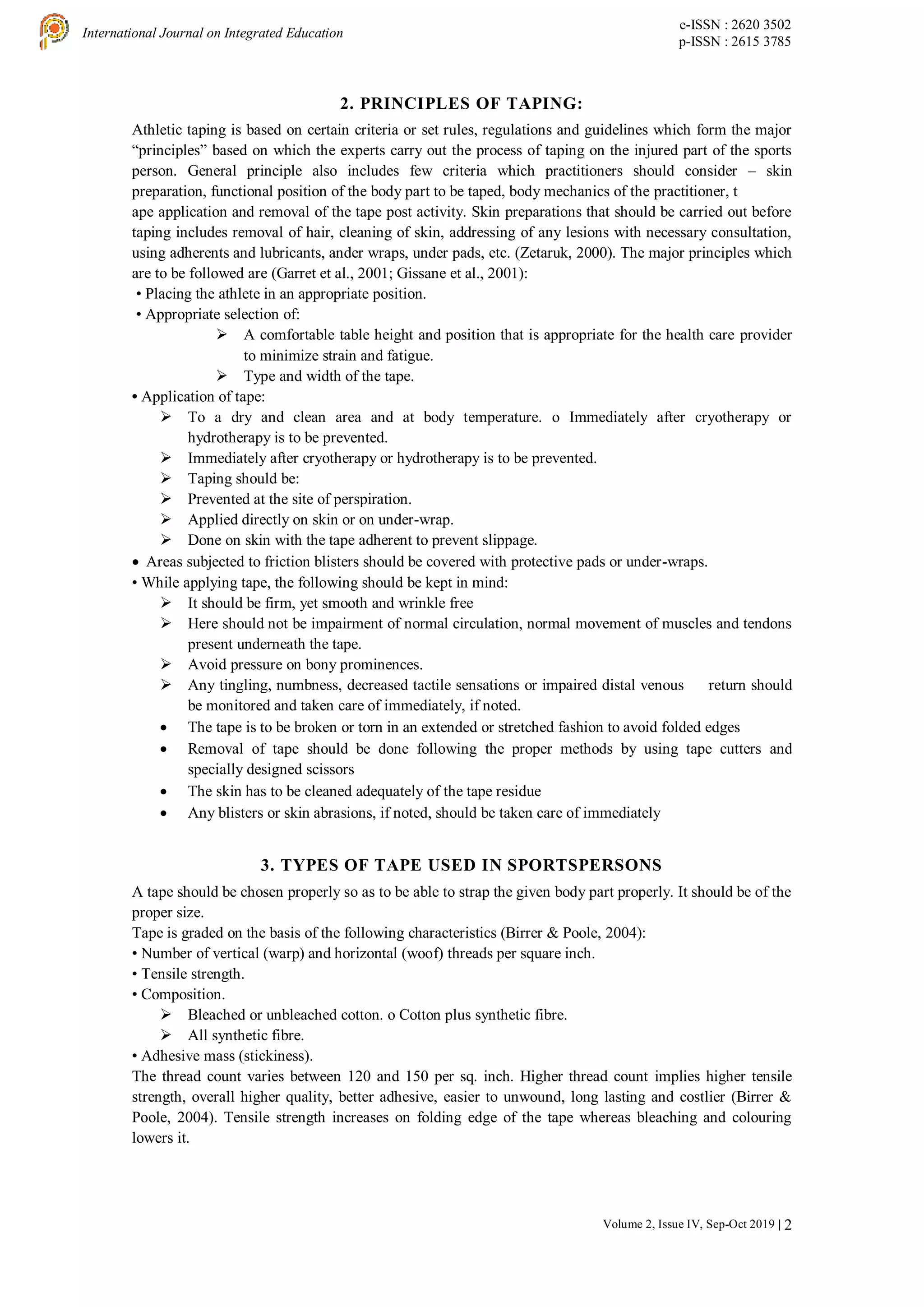 Athletic taping and its implications in sports | PDF