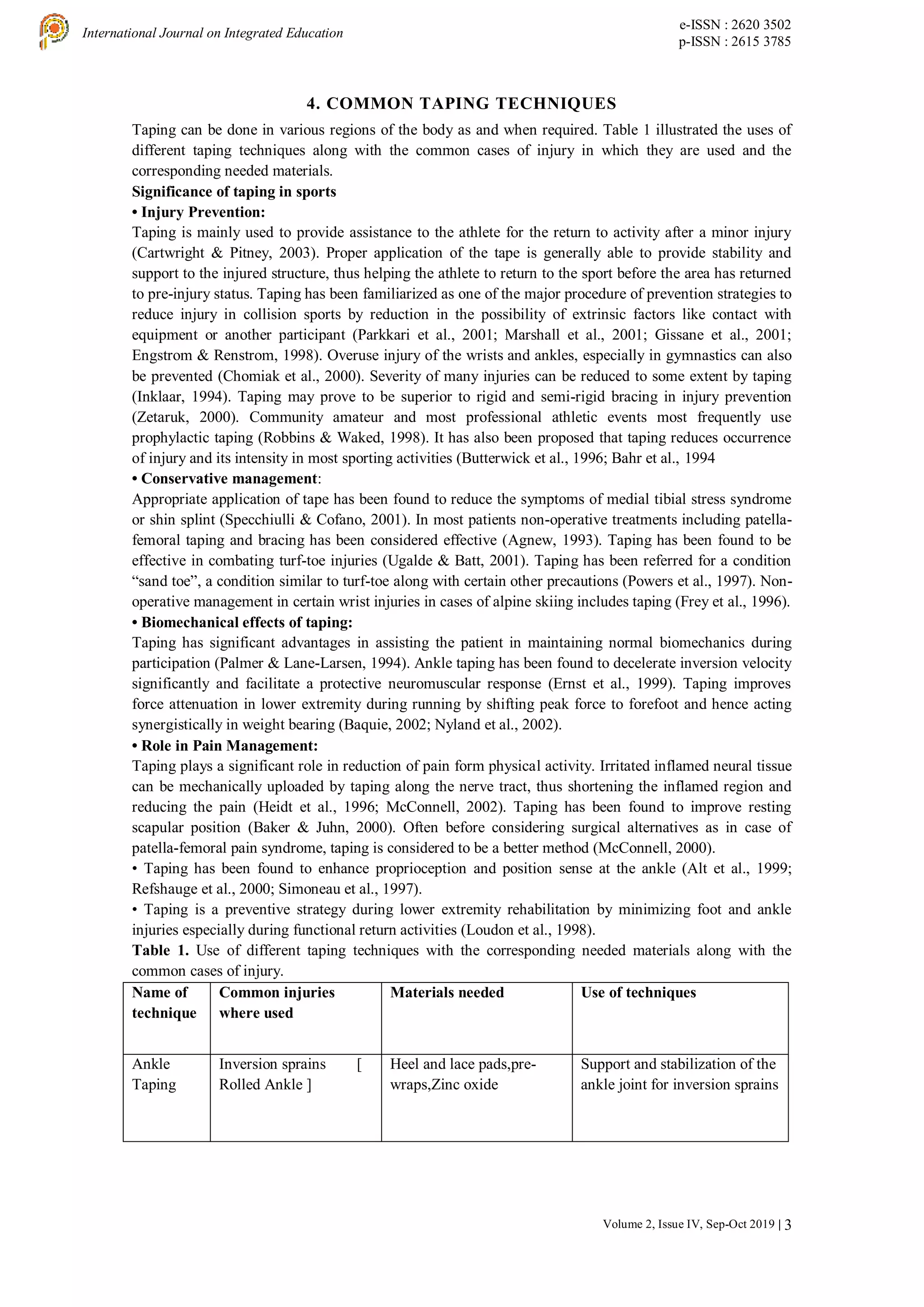 Athletic taping and its implications in sports | PDF