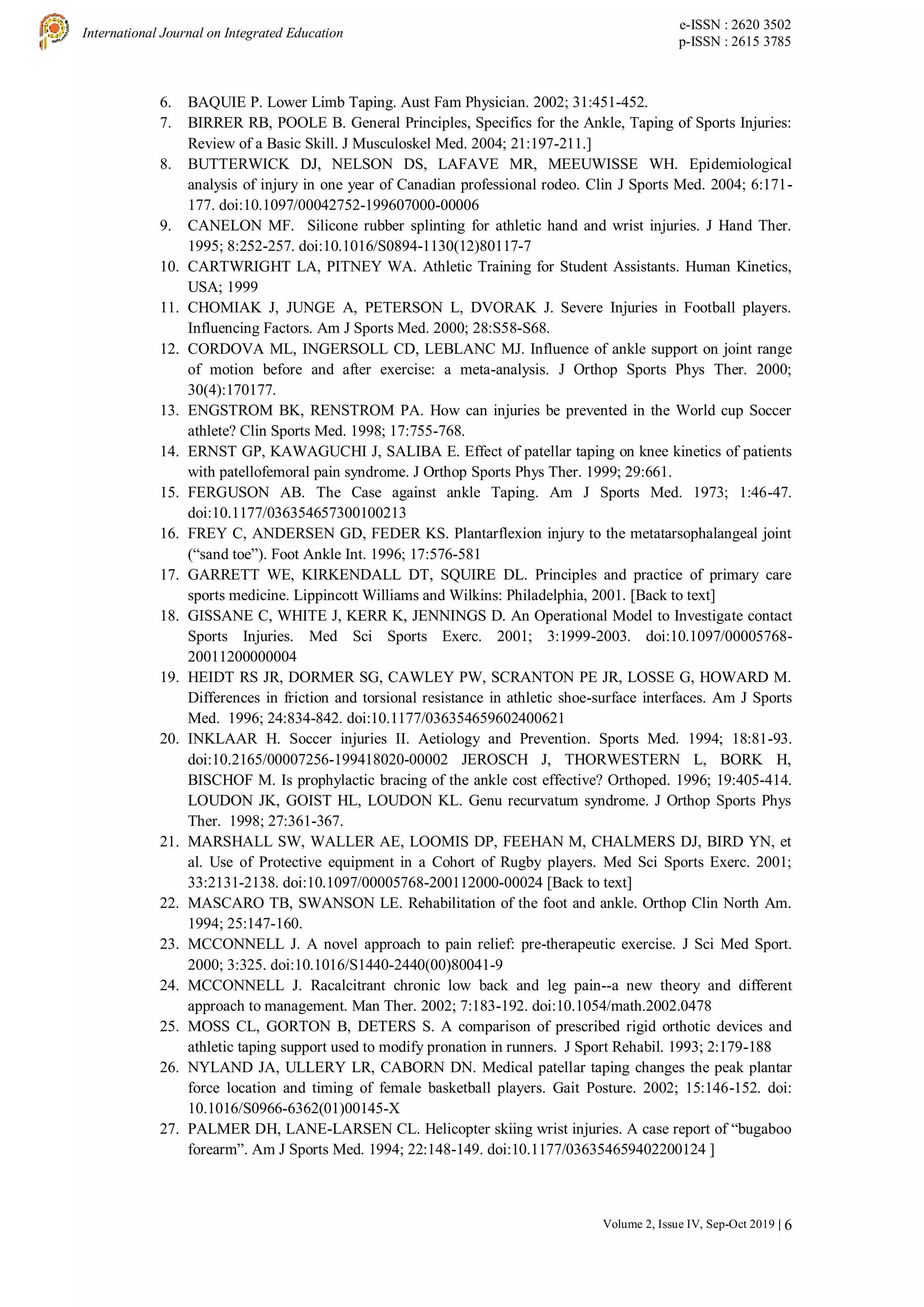 Athletic taping and its implications in sports | PDF