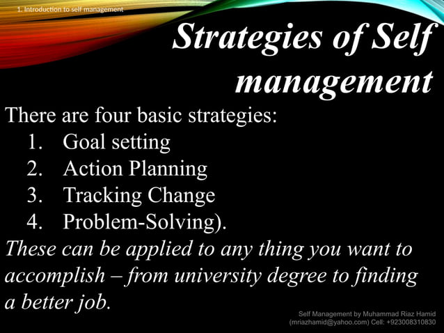 1. self management..an introduction | PPT