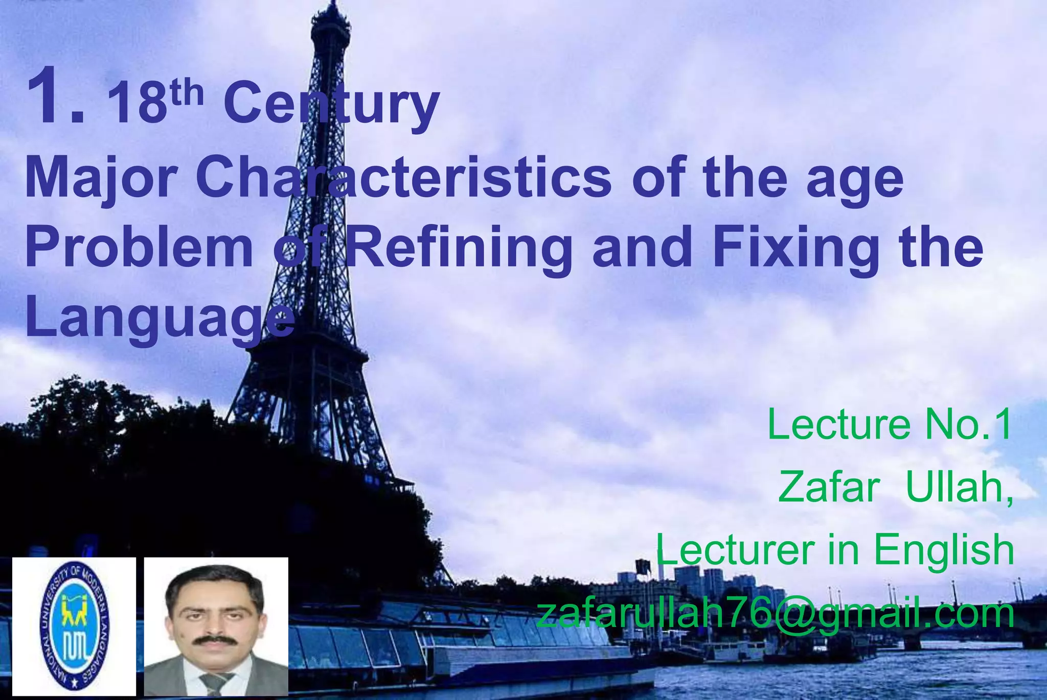 1. intro to lang. 18th century, refining language | PPT