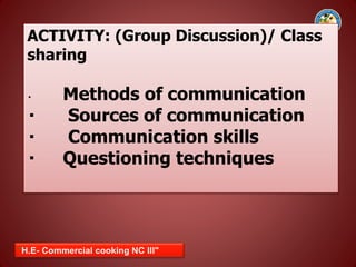 1. leading workplace communication- commercial cooking | PPTX