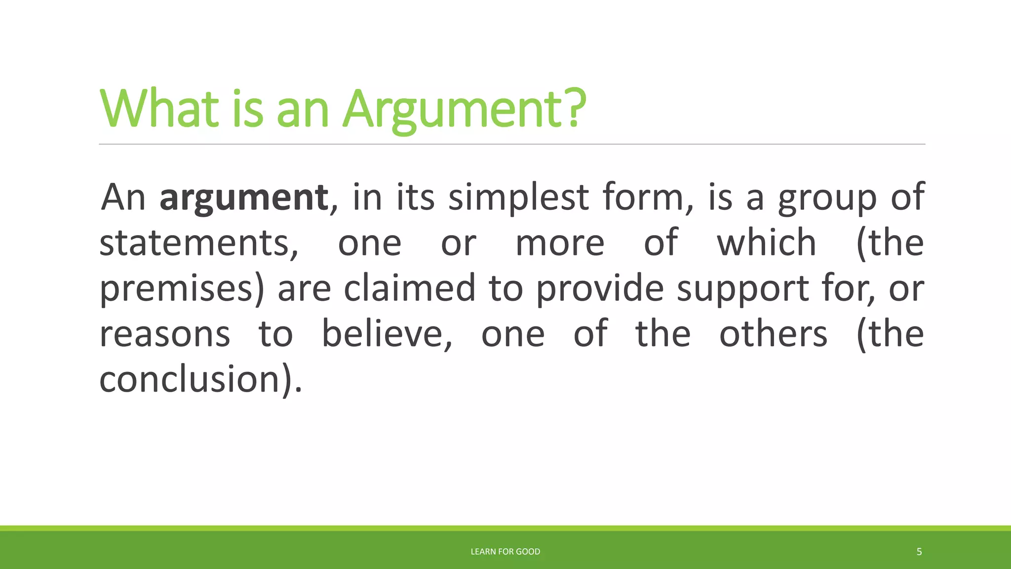 1.1 arguments, premises, and conclusions | PPTX