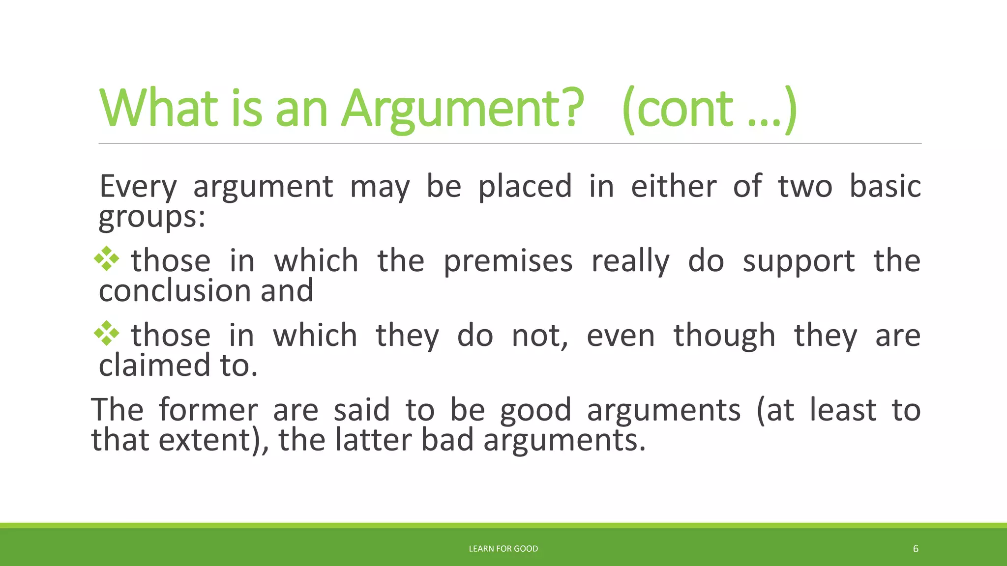 1.1 arguments, premises, and conclusions | PPTX
