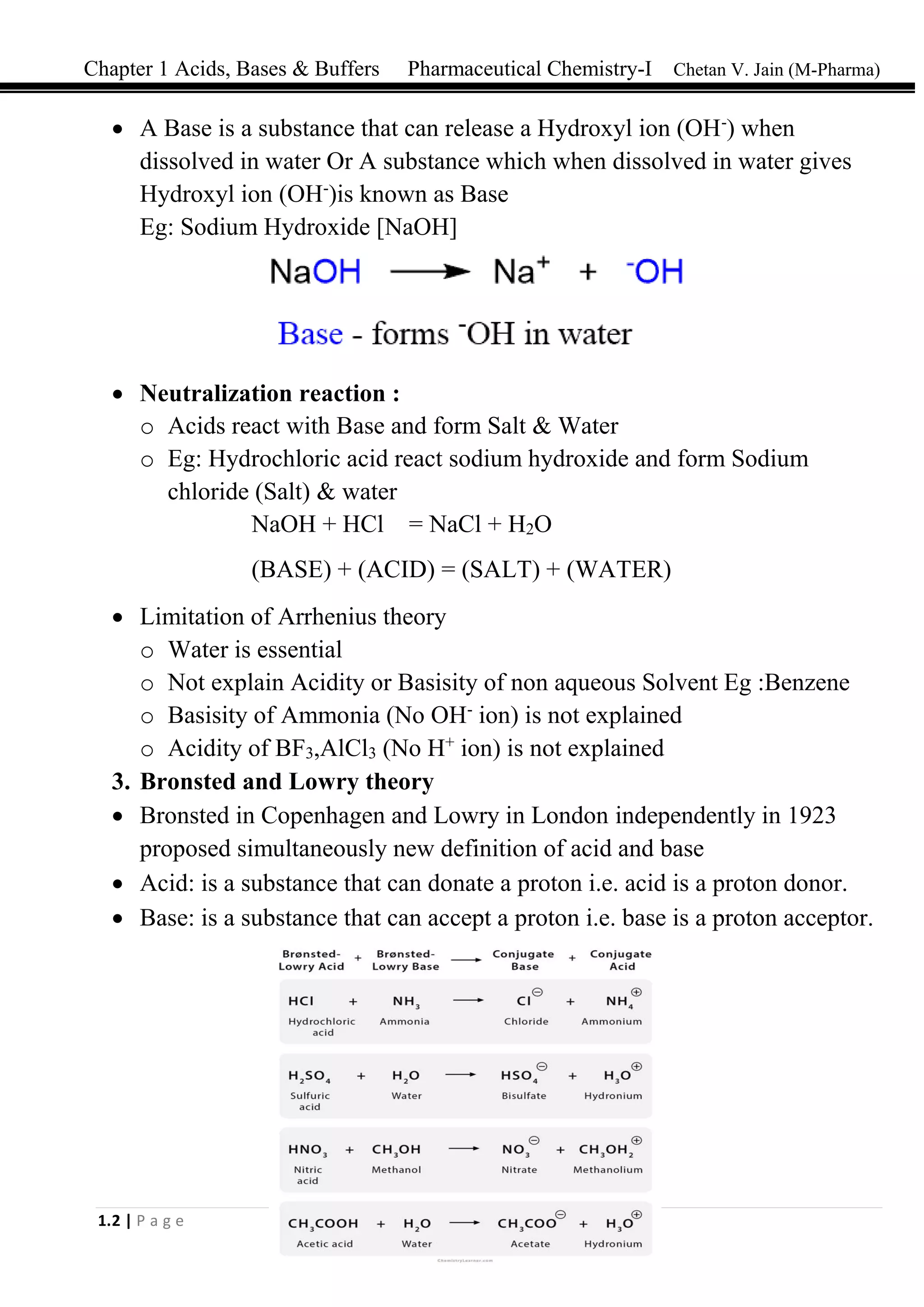 Chapter No 1 : Acids, Bases and Buffers | PDF