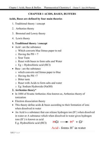 Chapter No 1 : Acids, Bases and Buffers | PDF