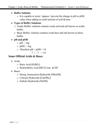 Chapter No 1 : Acids, Bases and Buffers | PDF