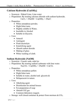 Chapter No 1 : Acids, Bases and Buffers | PDF