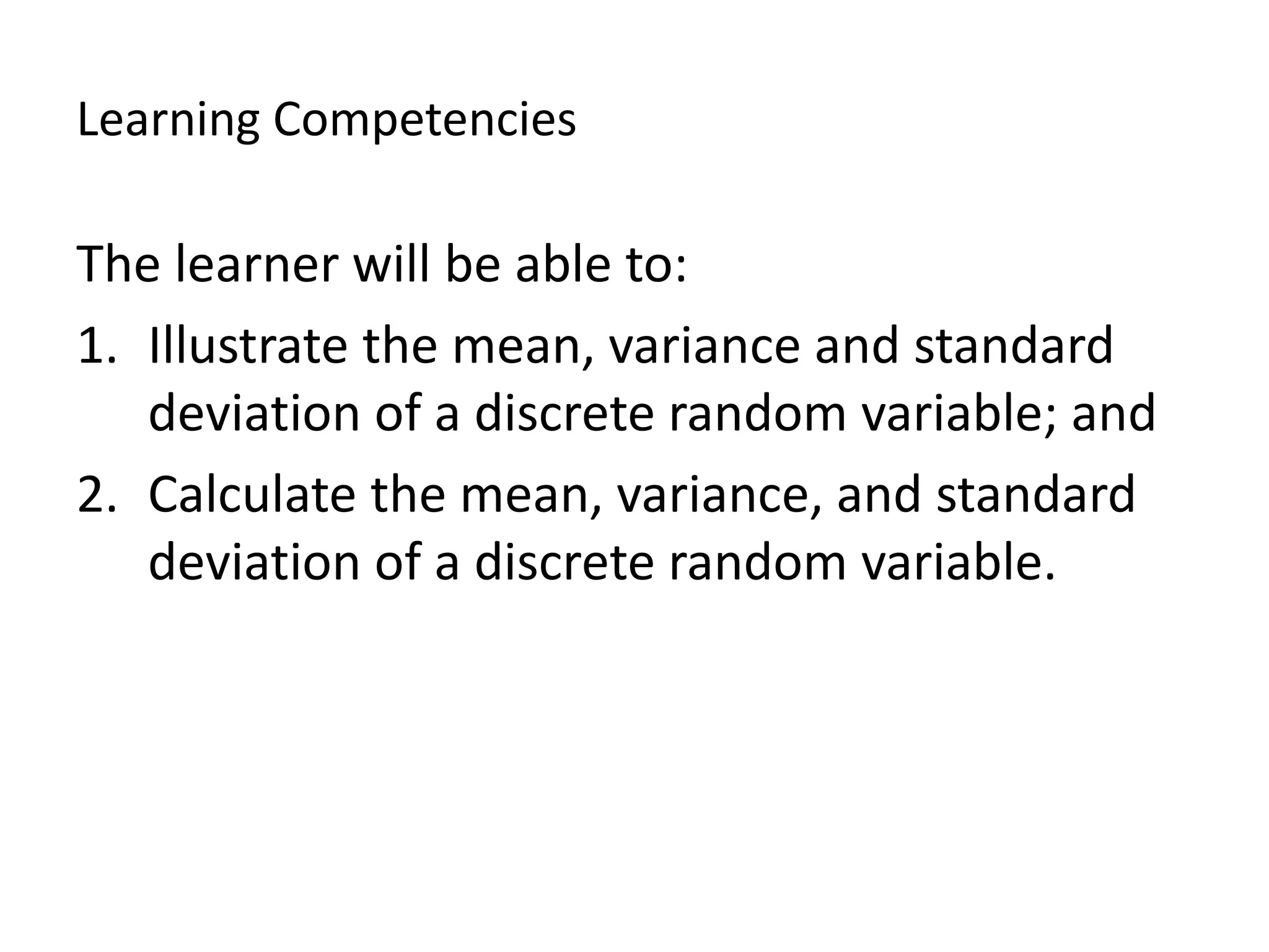 1.1 mean, variance and standard deviation | PPTX