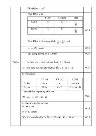 Đề Thi HK2 Toán 8 - THCS Tôn Thất Tùng | PDF