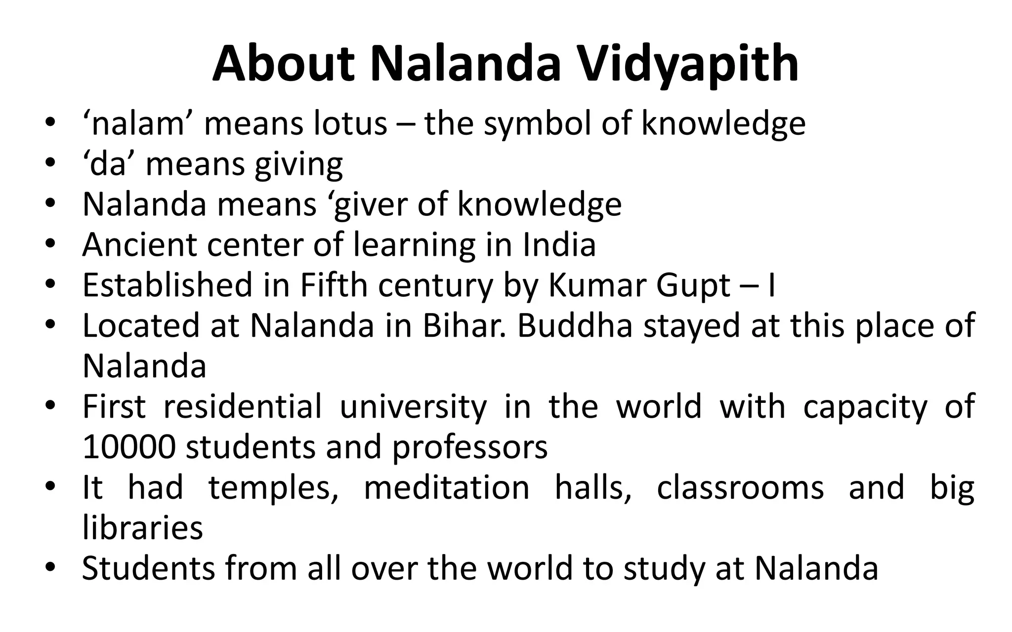 Ancient Educational Institutions: Takshashila, Nalanda and Valabhi | PPTX