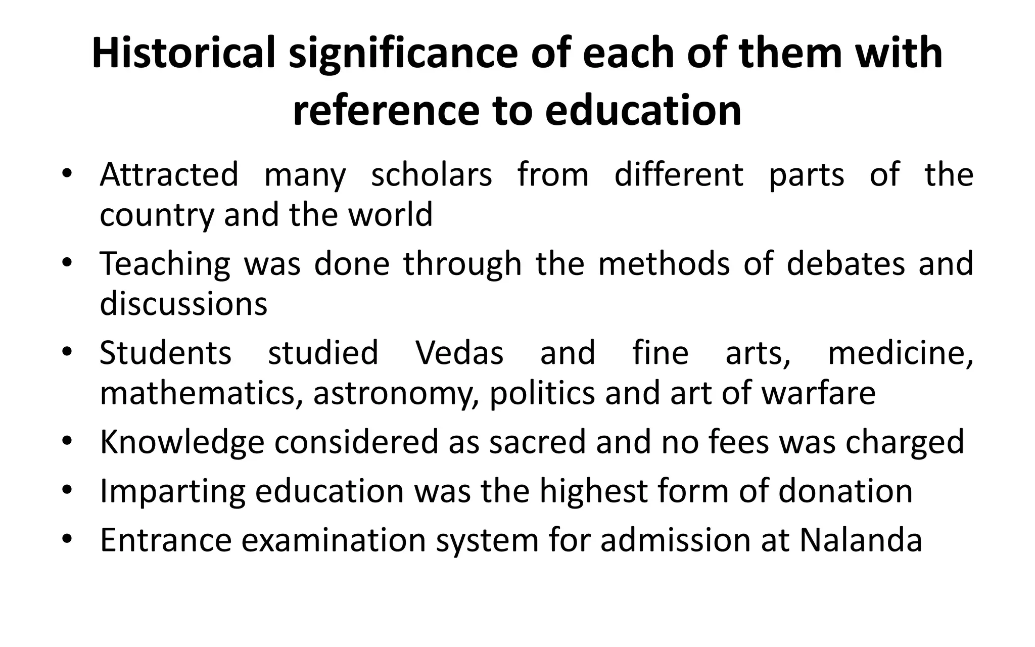 Ancient Educational Institutions: Takshashila, Nalanda and Valabhi | PPTX