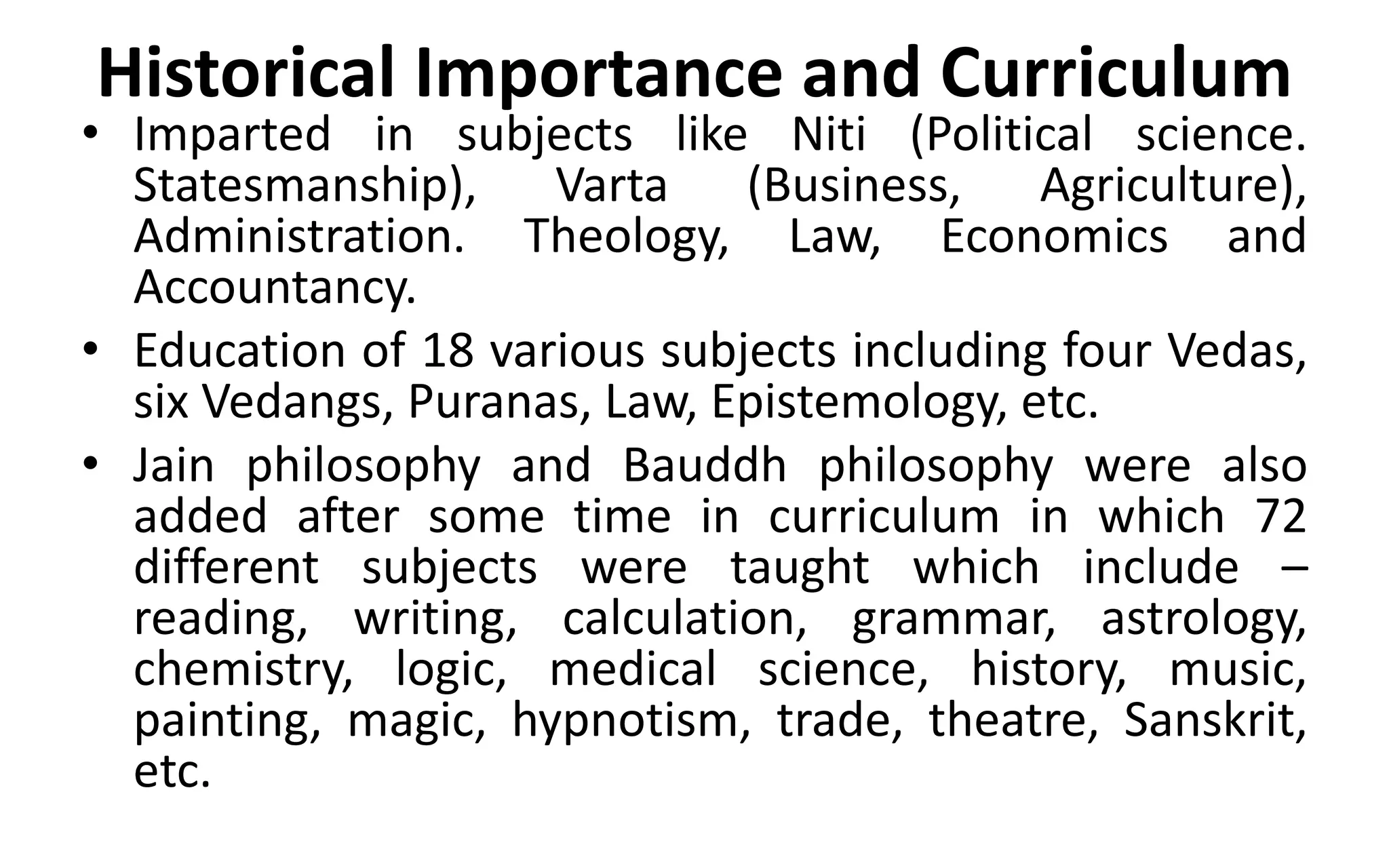 Ancient Educational Institutions: Takshashila, Nalanda and Valabhi | PPTX
