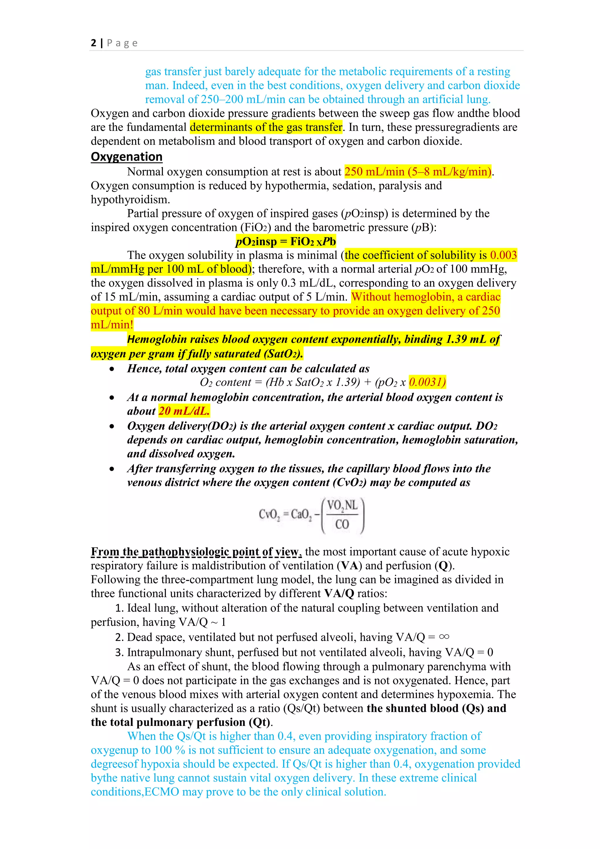1. basic aspects of physiology during ecmo support | PDF