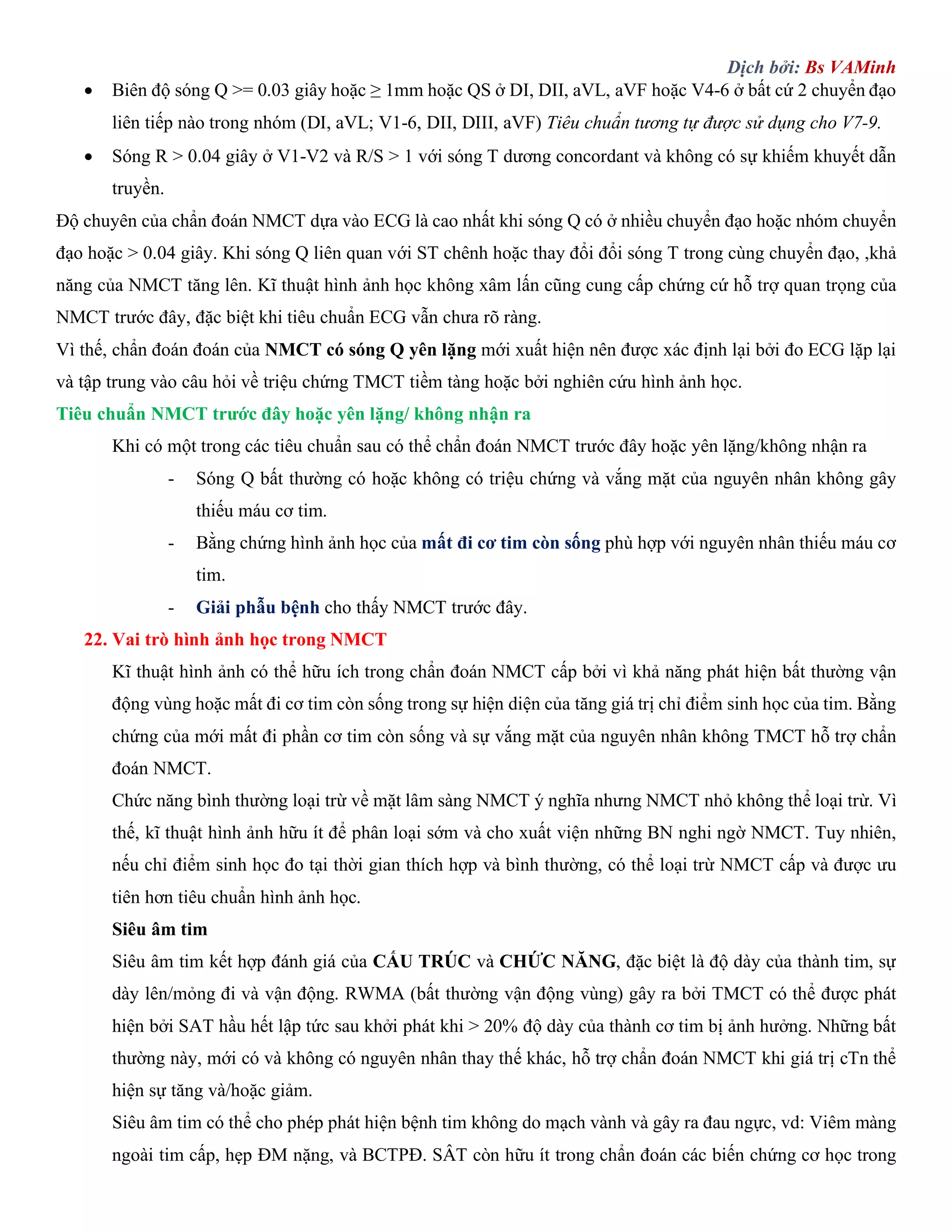 TÓM TẮT ĐỊNH NGHĨA TOÀN CẦU LẦN IV VỀ NHỒI MÁU CƠ TIM.BS VÕ ANH MINH | PDF