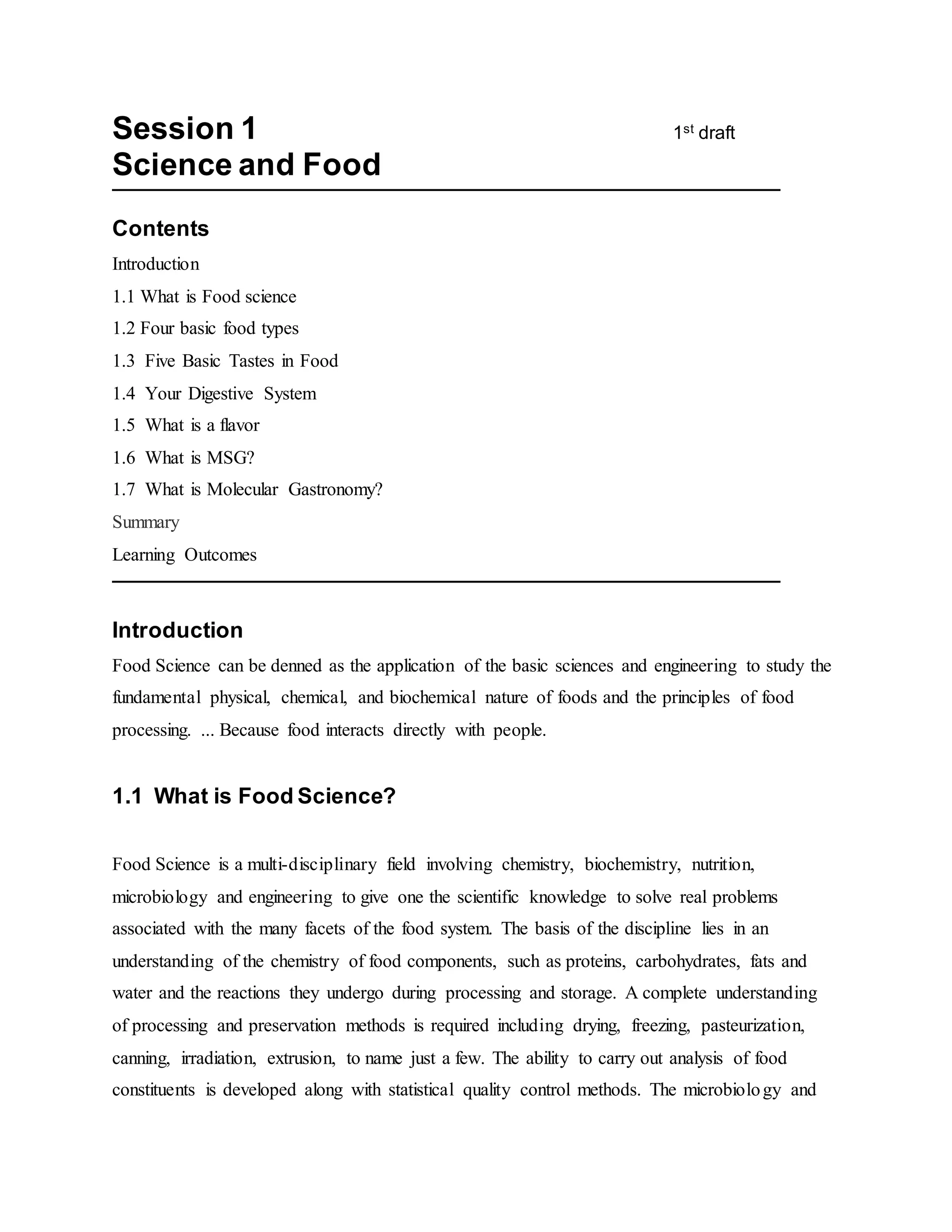 1. science and food | DOCX