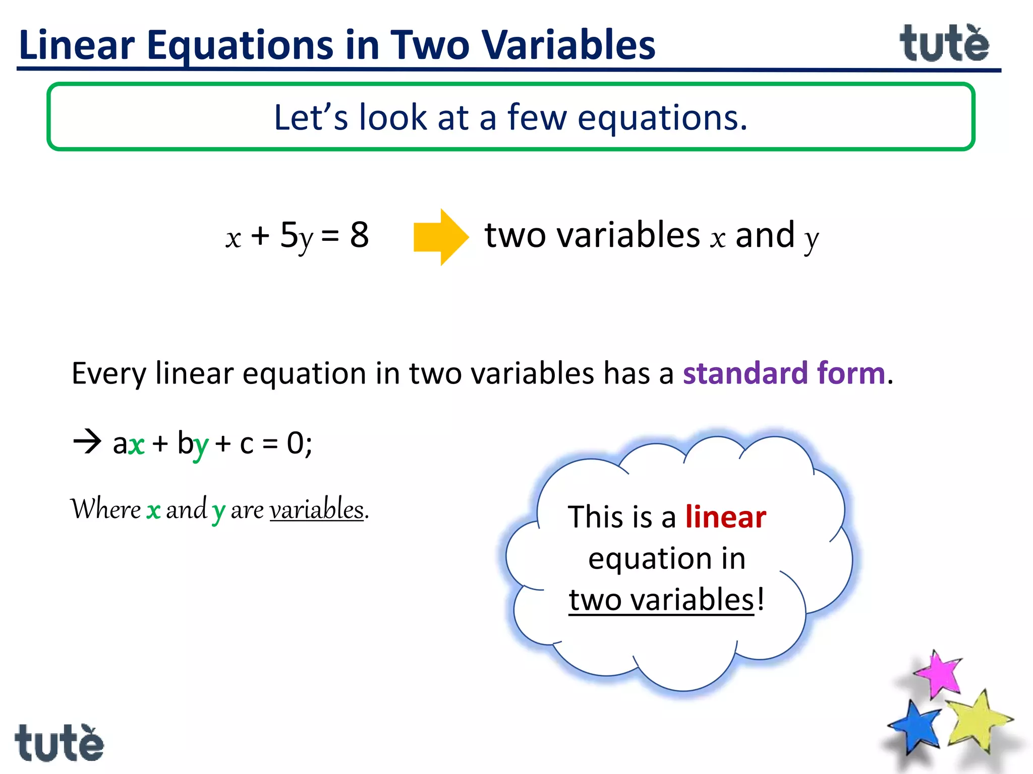 1 Linear Equations In Two Variables Introduction Solution And
