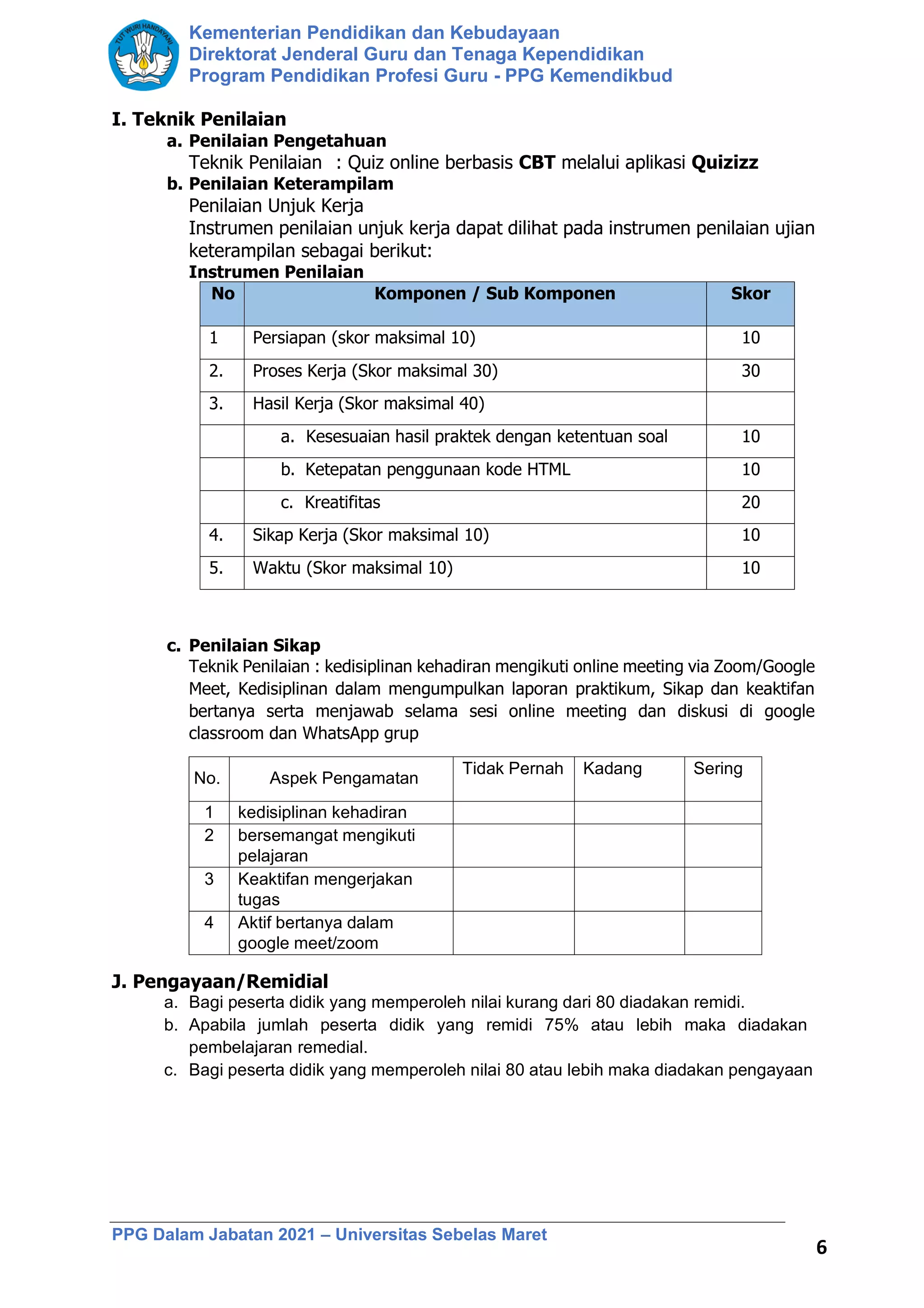 RPP daring problem based learning - joko santoso | PDF