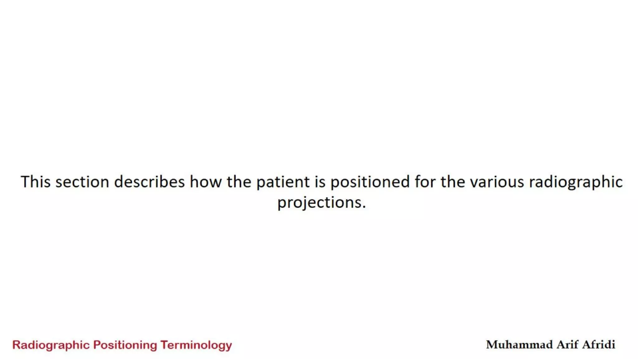 Radiographic positioning terminology | PDF