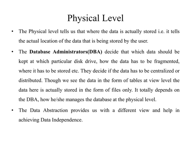 data abstraction in DBMS | PPTX