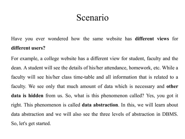 data abstraction in DBMS | PPTX