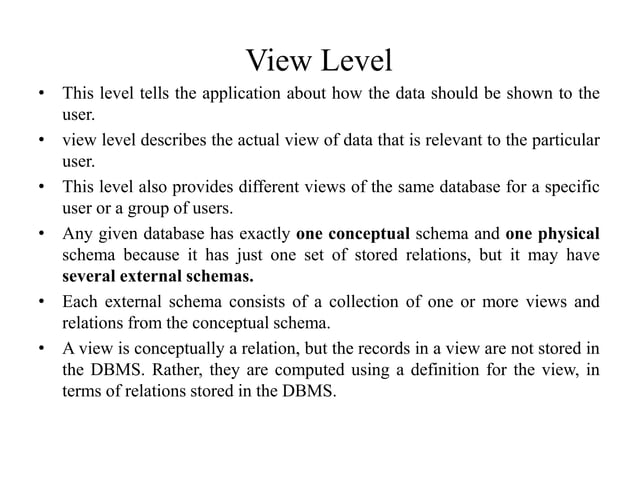 data abstraction in DBMS | PPTX