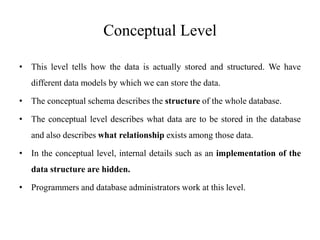 data abstraction in DBMS | PPTX
