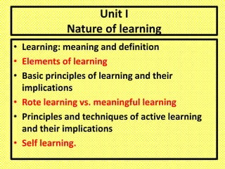 1. core 3 unit i learning and sources | PPT