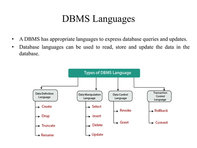 DBMS languages/ Types of SQL Commands | PPTX