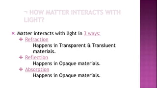 1.properties of light and it's interaction with matter | PPTX